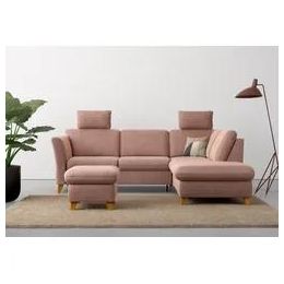 Ecksofa Home Affaire "Trelleborg L-Form" Sofas Gr. B/H/T: 252cm x 86cm x 213cm, Feincord, Ottomane rechts, mit Bettfunktion-mit Stauraum, rosa (altrosa) wahlweise mit Bettfunktion und Bettkasten, inkl. Federkern-Polsterung