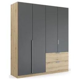 Drehtürenschrank Rauch "Dark&Wood by Quadra Spin" Schränke Gr. B/H/T: 181 cm x 210 cm x 54 cm, 4 St., braun (eiche artisan, grau metallic) im Industrial Style mit Metallgriffstangen