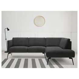 Ecksofa Andas "Horna, L-Form" Sofas Gr. B/H/T: 241cm x 84cm x 208cm, Struktur, Ottomane rechts, grau (schwarz gray) mit Komfortschaum