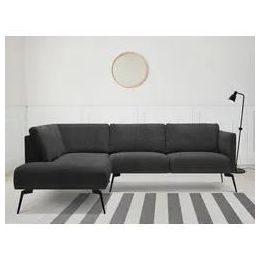 Ecksofa Andas "Horna, L-Form" Sofas Gr. B/H/T: 241cm x 84cm x 208cm, Struktur, Ottomane links, grau (schwarz gray) mit Komfortschaum