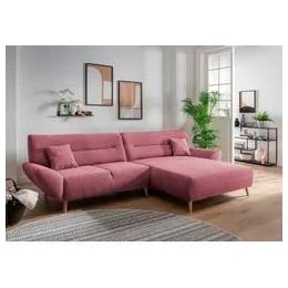 Ecksofa Inosign "Drago L-Form" Sofas Gr. B/H/T: 290cm x 81cm x 166cm, Struktur, Recamiere rechts, Bezugsfarbe Brombeere-Recamiere rechts, schwarz (brombeere) frei im Raum stellbar, versch. Stoffe, 3-, 2-Sitzer & Sessel verfügbar