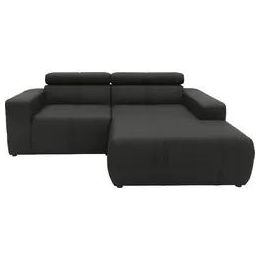 Ecksofa DOMO collection "Brandon kleine Ausführung B/T/H: 214/100/80 cm" Sofas Gr. B/H/T: 211cm x 80cm x 175cm, Leder, Recamiere rechts, ohne Nierenkissen, schwarz Mit Kopfteilverstellung, auch in Leder und Cord, L-Form