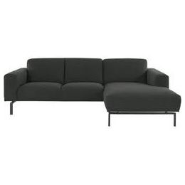 Ecksofa Andas "Lungre, L-Form" Sofas Gr. B/H/T: 280 cm x 82 cm x 163 cm, Struktur, Recamiere rechts, Ecksofa XXL, schwarz (jet black) in verschiedenen Größen, extra hohe Füße aus Metall