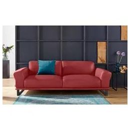 2,5-Sitzer W.Schillig "montanaa" Sofas Gr. B/H/T: 232cm x 78cm x 94cm, Longlife Xtra-Leder Z59, rot (ruby z59) mit Metallkufen in Schwarz pulverbeschichtet, Breite 232 cm