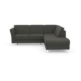 Sit & More Ecksofa SIT & MORE "Visby L-Form" Sofas Gr. B/H/T: 248cm x 87cm x 213cm, Struktur fein, Ottomane rechts, mit Bettfunktion-mit Bettkasten, grau (anthrazit) Wahlweise mit Bettfunktion und Stauraum, frei im Raum stellbar