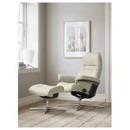 Relaxsessel stressless "Sunrise" Sessel Gr. Leder BATICK, Cross Base Schwarz, Relaxfunktion-Drehfunktion-PlusTMSystem-Gleitsystem-BalanceAdaptTM, B/H/T: 79cm x 103cm x 73cm, beige (cream batick) mit Cross Base, Größe S, M & L, Holzakzent Schwarz