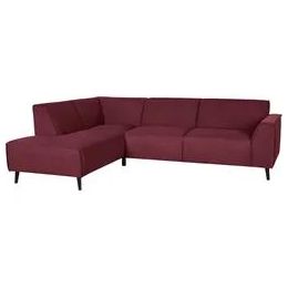 Ecksofa DOMO collection "Amora L-Form" Sofas Gr. B/H/T: 263cm x 81cm x 191cm, Struktur fein, Ottomane links, Mit Federkern, rot (bordeaux) mit Federkern