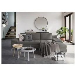 Sit & More Ecksofa SIT&MORE "Latigo L-Form" Sofas Gr. B/T: 270 cm x 163 cm, Flachgewebe, Recamiere rechts, mit Bettfunktion-mit Bettkasten, grau (hellgrau) mit Recamiere, wahlweise Bettfunktion und Bettkasten