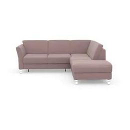 Sit & More Ecksofa SIT & MORE "Visby L-Form" Sofas Gr. B/H/T: 248cm x 87cm x 213cm, Struktur fein, Ottomane rechts, mit Bettfunktion-mit Bettkasten, rosa (altrosa) Wahlweise mit Bettfunktion und Stauraum, frei im Raum stellbar