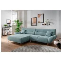 Ecksofa Inosign "Drago L-Form" Sofas Gr. B/H/T: 290cm x 81cm x 166cm, Struktur, Recamiere links, Bezugsfarbe mint-Recamiere links, grün (mint) frei im Raum stellbar, versch. Stoffe, 3-, 2-Sitzer & Sessel verfügbar