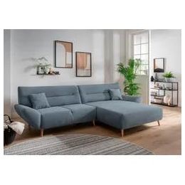 Ecksofa Inosign "Drago L-Form" Sofas Gr. B/H/T: 290cm x 81cm x 166cm, Struktur, Recamiere rechts, Bezugsfarbe hellblau-Recamiere rechts, blau (hellblau) frei im Raum stellbar, versch. Stoffe, 3-, 2-Sitzer & Sessel verfügbar