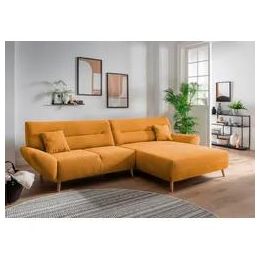 Ecksofa Inosign "Drago L-Form" Sofas Gr. B/H/T: 290cm x 81cm x 166cm, Microfaser, Recamiere rechts, Bezugsfarbe gold-Recamiere rechts, goldfarben (gold) frei im Raum stellbar, versch. Stoffe, 3-, 2-Sitzer & Sessel verfügbar