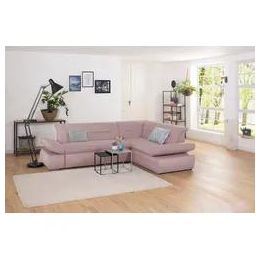 Ecksofa Inosign "Avesa L-Form" Sofas Gr. B/H/T: 275cm x 80cm x 211cm, Struktur fein, langer Schenkel links, ohne Armteilverstellung-ohne Schlaffunktion, rosa (flamingo) Wahlweise mit Arm- und Bettfunktion, BTH: 27521180 cm