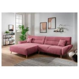 Ecksofa Inosign "Drago L-Form" Sofas Gr. B/H/T: 290cm x 81cm x 166cm, Struktur, Recamiere links, Bezugsfarbe Brombeere-Recamiere links, schwarz (brombeere) frei im Raum stellbar, versch. Stoffe, 3-, 2-Sitzer & Sessel verfügbar