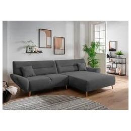 Ecksofa Inosign "Drago L-Form", grau (anthrazit), B:290cm H:81cm T:166cm, 100% Polyester, Sofas, frei im Raum stellbar, inkl. 2 Zierkissen