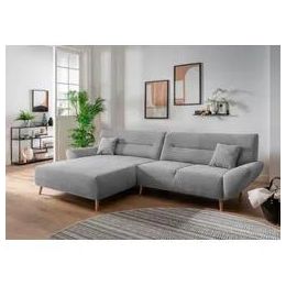 Ecksofa Inosign "Drago L-Form" Sofas Gr. B/H/T: 290cm x 81cm x 166cm, Struktur, Recamiere links, Bezugsfarbe silber-Recamiere links, silberfarben (silber) frei im Raum stellbar, versch. Stoffe, 3-, 2-Sitzer & Sessel verfügbar