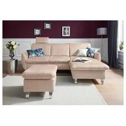 Sit & More Ecksofa SIT & MORE "Daytona L-Form" Sofas Gr. B/H/T: 245cm x 93cm x 164cm, Luxus-Microfaser ALTARA NUBUCK, Recamiere rechts, Ohne Bettfunktion, beige (creme) mit Federkern, einer Kopfstütze und wahlweise Bettfunktion