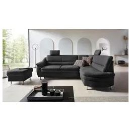 Ecksofa Places of Style "Cardoso L-Form" Sofas Gr. B/H/T: 250cm x 90cm x 175cm, Luxus-Microfaser Lederoptik, Ottomane rechts, ohne Funktion, grau (anthrazit) Federkern, wahlweise mit Bett, Schubkasten