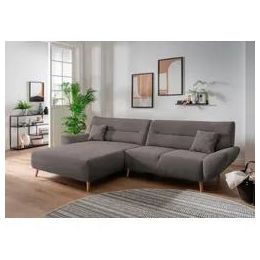 Ecksofa Inosign "Drago L-Form" Sofas Gr. B/H/T: 290cm x 81cm x 166cm, Struktur, Recamiere links, Bezugsfarbe grau-braun-Recamiere links, grau (grau-braun) frei im Raum stellbar, versch. Stoffe, 3-, 2-Sitzer & Sessel verfügbar