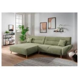 Ecksofa Inosign "Drago L-Form" Sofas Gr. B/H/T: 290cm x 81cm x 166cm, Struktur, Recamiere links, Bezugsfarbe grün-Recamiere links, grün frei im Raum stellbar, versch. Stoffe, 3-, 2-Sitzer & Sessel verfügbar