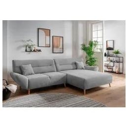 Ecksofa Inosign "Drago L-Form" Sofas Gr. B/H/T: 290cm x 81cm x 166cm, Struktur, Recamiere rechts, Bezugsfarbe silber-Recamiere rechts, silberfarben (silber) frei im Raum stellbar, versch. Stoffe, 3-, 2-Sitzer & Sessel verfügbar