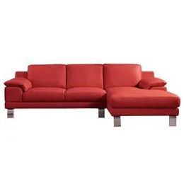 Ecksofa Egoitaliano "Shakira, Design und super Sitzkomfort auf hohem Niveau, tolle Details" Sofas Gr. B/H/T: 236cm x 84cm x 152cm, Leder BULL, Recamiere rechts, rot (kirschrot) mit Recamiere, L-Form, edle Füße