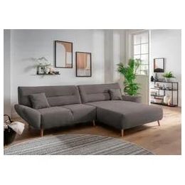 Ecksofa Inosign "Drago L-Form" Sofas Gr. B/H/T: 290cm x 81cm x 166cm, Struktur, Recamiere rechts, Bezugsfarbe grau-braun-Recamiere rechts, grau (grau-braun) frei im Raum stellbar, versch. Stoffe, 3-, 2-Sitzer & Sessel verfügbar