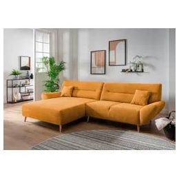 Ecksofa Inosign "Drago L-Form" Sofas Gr. B/H/T: 290cm x 81cm x 166cm, Microfaser, Recamiere links, Bezugsfarbe gold-Recamiere links, goldfarben (gold) frei im Raum stellbar, versch. Stoffe, 3-, 2-Sitzer & Sessel verfügbar