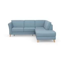 Sit & More Ecksofa SIT & MORE "Visby L-Form" Sofas Gr. B/H/T: 248cm x 87cm x 213cm, Soft clean, Ottomane rechts, mit Bettfunktion-mit Stauraum, blau (hellblau) Wahlweise mit Bettfunktion und Stauraum, frei im Raum stellbar