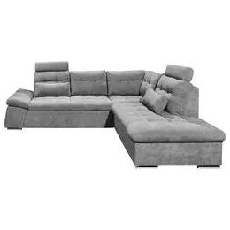 Ecksofa ED EXCITING DESIGN "Nalo L-Form", grau (dunkelgrau), B:260cm H:103cm T:219cm, 95% Polyester, 5% Nylon, Sofas, mit Bettfunktion, Bettkasten, Kopfstützen, Nierenkissen etc.