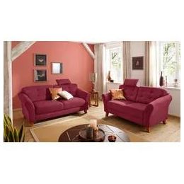 2-Sitzer Home Affaire "Trondheim" Sofas Gr. B/H/T: 163cm x 89cm x 90cm, Luxus-Microfaser ALTARA NUBUCK, rot (bordeaux) mit Federkern, Knopfheftung im Rücken