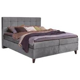 Boxspringbett Alina "Neomi" Komplettbetten Gr. Samt ENF, Liegefläche B/L: 140 cm x 200 cm, Gewicht bis: 80 kg H2, 5-Zonen-Taschen-Federkernmatratze, grau (staubgrau enf 29) Boxspringbett inklusive Matratze und Topper