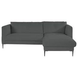 Ecksofa LEONIQUE "Falbella, L-Form" Sofas Gr. B/H/T: 235cm x 84cm x 165cm, Bouclé, Recamiere rechts, grau (anthrazit) extra hohe Füße aus Metall, für kleine Räume geeignet