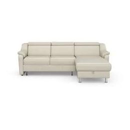 Sit & More Ecksofa SIT & MORE "Freetown L-Form" Sofas Gr. B/H/T: 257cm x 84cm x 166cm, Luxus-Microfaser ALTARA NUBUCK, Recamiere rechts, mit Bettfunktion-mit Bettkasten, beige (elfenbein) inklusive Kopfteilverstellung und komfortablem Federkern