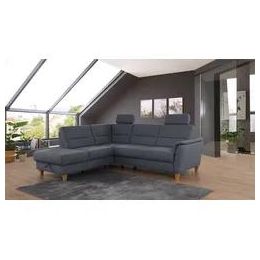 Ecksofa Home Affaire "Palmera L-Form", grau (anthrazit), B:236cm H:89cm T:212cm, 100% Polyester, Struktur (100% Polyester), Luxus-Microfaser in Lederoptik (100% Polyester), Sofas, Federkern, wahlweise mit Bettfunktion und mit/ohne Stauraum