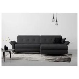 Ecksofa Inosign "Maredo L-Form" Sofas Gr. B/H/T: 284 cm x 89 cm x 179 cm, Luxus-Microfaser weich, mega-Recamiere rechts, ohne Kopfteilverstellung, ohne Armteilfunktion, grau (anthrazit) Federkern, wahlweise auch mit Kopfteil- und Armlehnverstellung