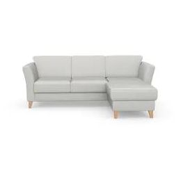 Sit & More Ecksofa SIT & MORE "Visby L-Form", grau (hellgrau), B:248cm H:87cm T:162cm, Sofas, Wahlweise mit Bettfunktion und Bettkasten, frei im Raum stellbar