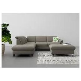 Sit & More Ecksofa SIT & MORE "Maggiore L-Form" Sofas Gr. B/T: 261cm x 224cm, Luxus-Microfaser Euphoria, Ottomane links, mit Kopfteilverstellung-mit Bettfunktion-mit Stauraum-Fussfarbe: Nickel satiniert, braun (schlamm) wahlweise mit Kopfteilverstellung, Bettfunktion und Stauraum