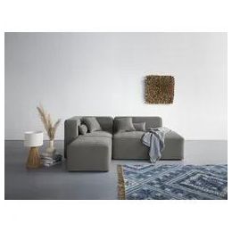 Ecksofa Andas "Sundstrup L-Form" Sofas Gr. B/H/T: 233cm x 76,5cm x 93cm, Samtoptik, Recamiere rechts, grau (anthrazit) Modulserie, individuelle Zusammenstellung