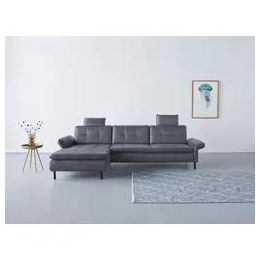 Ecksofa Inosign "Birkholm L-Form", blau (dunkelblau), B:267cm H:83cm T:174cm, 100% Polyester, Sofas, Armlehnverstellung, auch in Easy Clean Bezug - mit Wasser zu reinigen