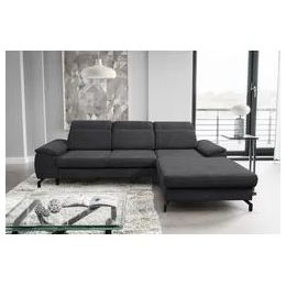 Ecksofa WERK2 "Panama L-Form" Sofas Gr. B/H/T: 275cm x 98cm x 184cm, Struktur weich, Recamiere rechts, Schlaffunktion, Bettkasten, verstellbare Kopfteile, grau (anthrazit) Modernes Sofa mit Schlaffunktion, Bettkasten, Kopfteile verstellbar