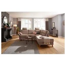 Ecksofa Home Affaire "Westerland L-Form" Sofas Gr. B/H/T: 238cm x 90cm x 213cm, Olympia EASY CLEAN, Ottomane rechts, ohne Bettfunktion, ohne Stauraum ohne Armlehnfunktion, grau (taupe) Federkern-Polsterung, wahlweise mit Bettfunktion, Bettkasten