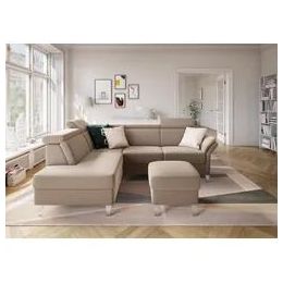 Sit & More Ecksofa SIT & MORE "Vincenzo L-Form" Sofas Gr. B/H/T: 245cm x 84cm x 193cm, Flachgewebe, Ottomane links, mit Kopfteilverstellung-mit Bettfunktion-mit Bettkasten, braun (macchiato) inklusive Kopfteilverstellung, wahlweise mit Bettfunktion, Bettkasten