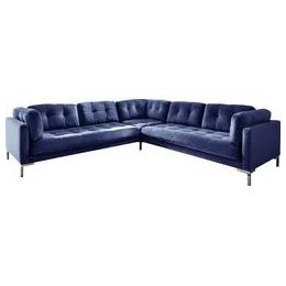 Wohnlandschaft TRENDS BY HG "Landau U-Form" Sofas Gr. B/H/T: 265cm x 75cm x 264cm, Microvelours, gleichschenklig, blau in Cord-Stoff mit Metallfuß