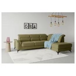 Sit & More Ecksofa SIT & MORE "Sinatra L-Form" Sofas Gr. B/H/T: 251cm x 85cm x 220cm, Struktur weich, Ottomane rechts, Ohne Kopfteilverstellung-Ohne Armteilfunktion-Ohne Bettfunktion-Ohne Stauraum, grün (olive) mit Ottomane, optional Kopfteilverstellung und Armteilfunktion