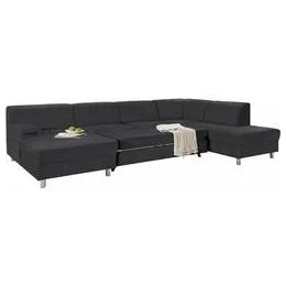 Wohnlandschaft Inosign "Jamie, U-Form" Sofas Gr. B/H/T: 308cm x 72cm x 80cm, Luxus-Kunstleder, Recamiere links, mit Bettfunktion, schwarz wahlweise mit Bettfunktion