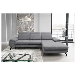 Ecksofa WERK2 "Panama L-Form" Sofas Gr. B/H/T: 275cm x 98cm x 184cm, Struktur weich, Recamiere rechts, Schlaffunktion, Bettkasten, verstellbare Kopfteile, grau Modernes Sofa mit Schlaffunktion, Bettkasten, Kopfteile verstellbar