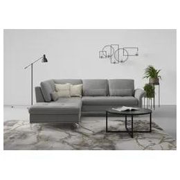 Ecksofa Inosign "Palm Beach L-Form" Sofas Gr. B/H/T: 259cm x 89cm x 224cm, Luxus-Microfaser Euphoria, Ottomane links, mit Sitztiefenverstellung-ohne Bettfunktiom-ohne Stauraum-ohne Armteilverstellung, grau Federkern, mit Sitztiefenverstellung, wahlweise Bettfunktion