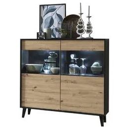 Highboard Inosign "ARTONA" Sideboards Gr. B/H/T: 125,3 cm x 117,3 cm x 39,3 cm, Soft Close, schwarz (artisan, schwarz) Vitrine, Breite 125 cm