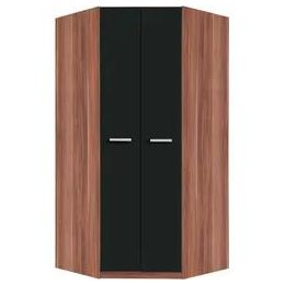 Eckkleiderschrank Priess "Barcelona Kleiderschrank Ecklösung Raumwunder" Schränke Gr. B/H/T: 95cm x 193cm x 95cm, Tiefe Seitenteil 54cm, ohne Beleuchtung, schwarz (nussbaumfarben/schwarz) in 2 Tiefen Schrank Eckschrank Garderobe